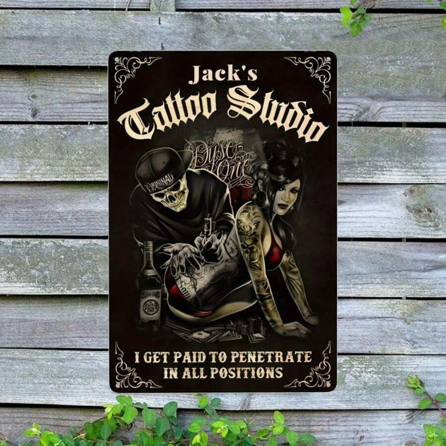 Customized Vintage Tattoo Studio Sign: Personalized Wall Art With 4 ...