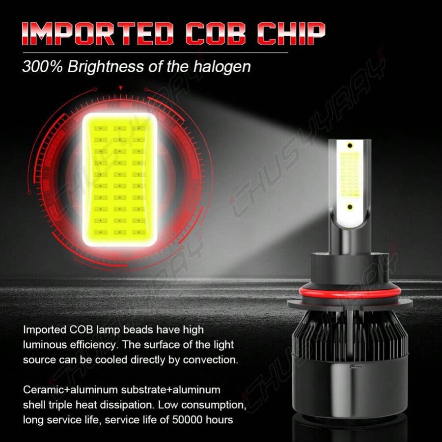 CHUSYYRAY 4X LED Headlight Fog Light Bulbs Kit 6000K For FordMustang Gt ...