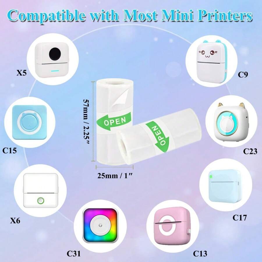 Mini Printer Sticker Paper, Thermal Sticker Paper For Mini Printer ...