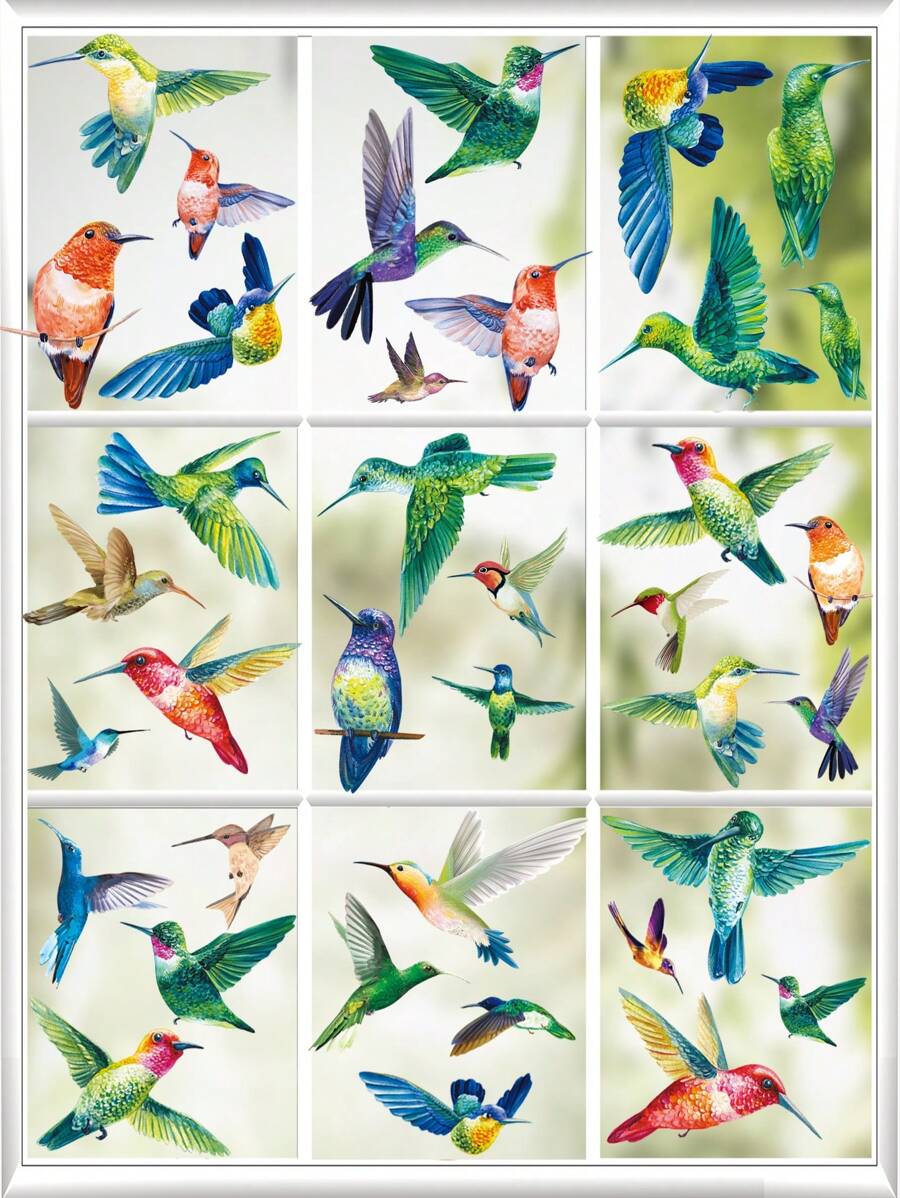 9pcs/Set Hummingbird Window Decals, Glass Door Decorative Bird Window ...