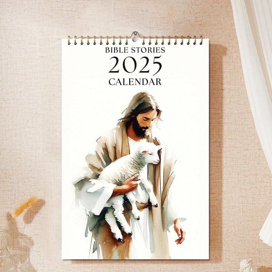 A 2025 Bible Story Calendar, Jesus Themed Monthly Plan, Religious Art ...