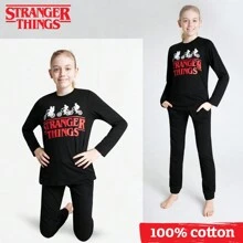 Stranger Things Pyjama 2 Piece Long PJ Breathable Cosy Lounge Wear 9-15 ...