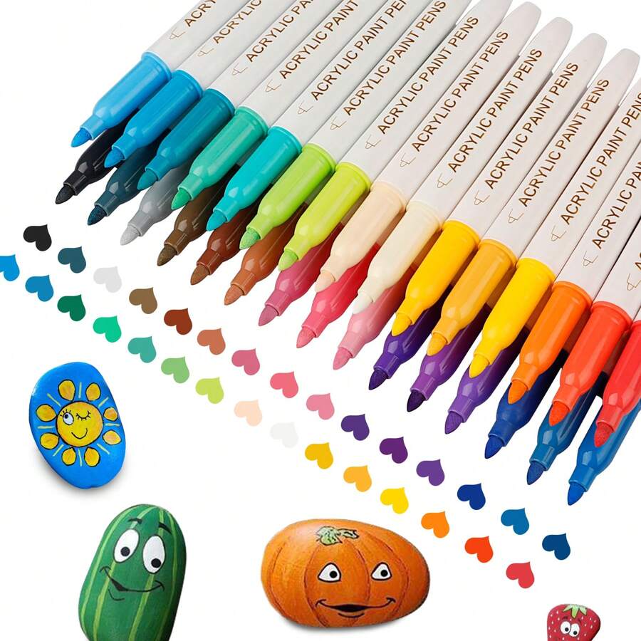30 Colors Acrylic Marker Pen Set With 2mm Tips, Water-Based Markers For ...