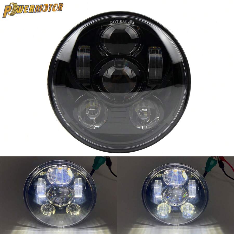 PowerMotor Faro da moto da 5,75 pollici modificato per Harley, faro a ...