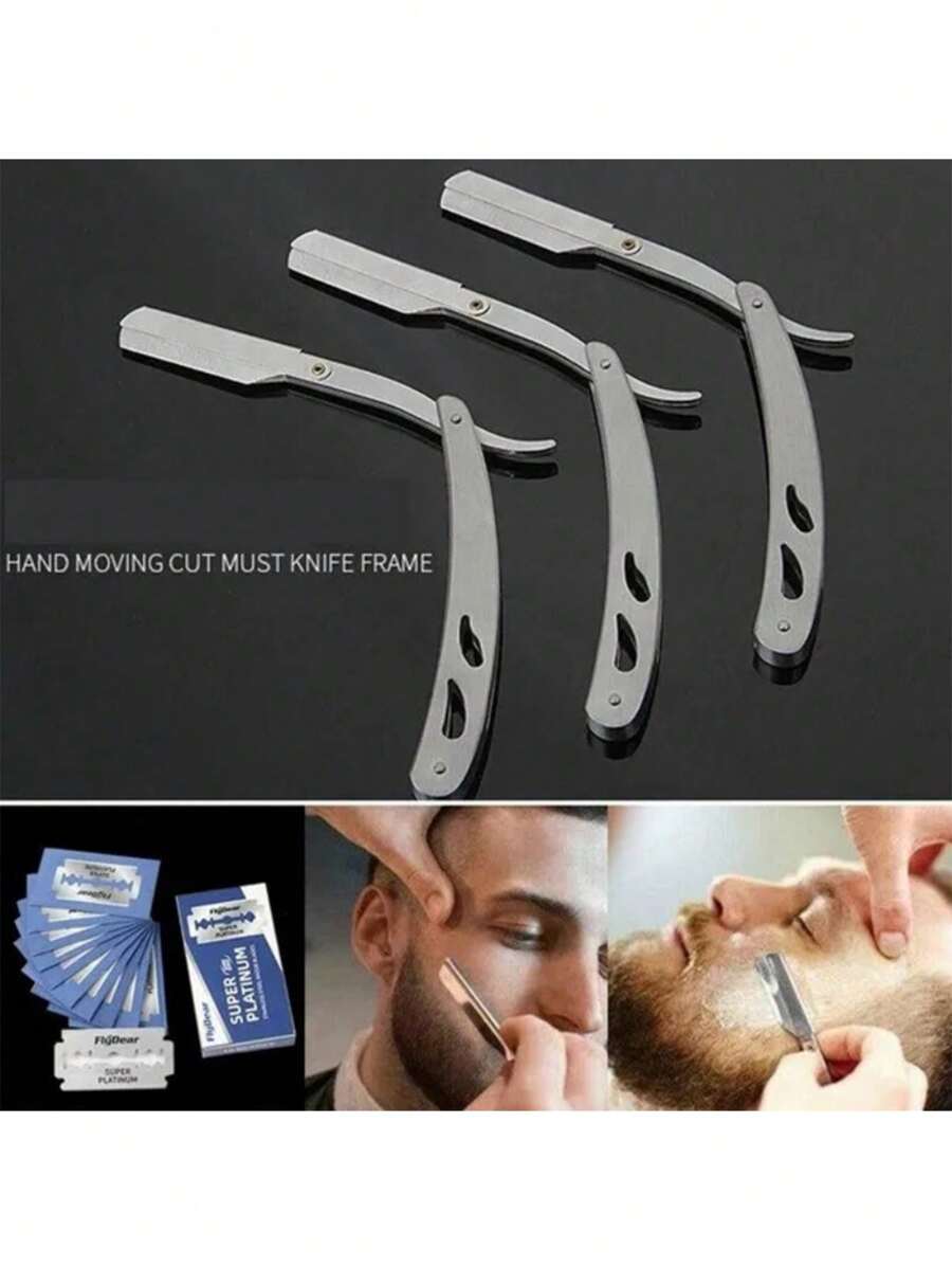 1 Shaving Set (1 Razor + 20 Blades) Premium Foldable Hair Blade Razor ...