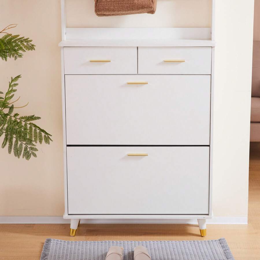 Entryway Armoire With Shoe Cabinet, Drawers, Shelves, And Hanging Rod ...