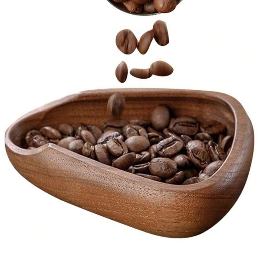 Tasse de mesure de grains de café brun, outils de café moulus à la main en bois, plateaux de ...