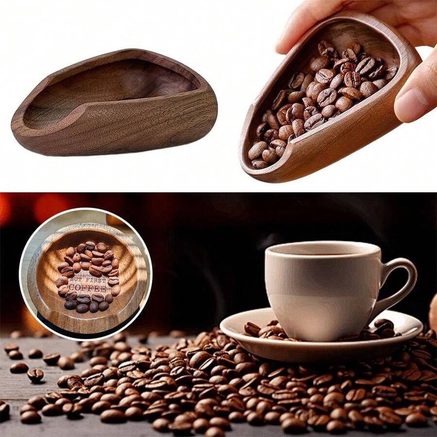Brown Coffee Bean Measuring Cup Wood Hand Ground Coffee Tools Coffee ...