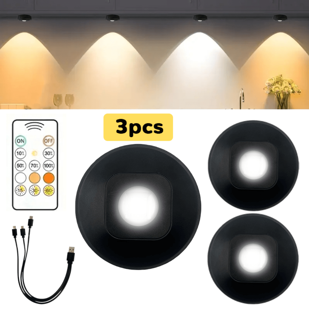 Spotlights With Remote Control, Rechargeable Cabinet Lights, Dimmable ...