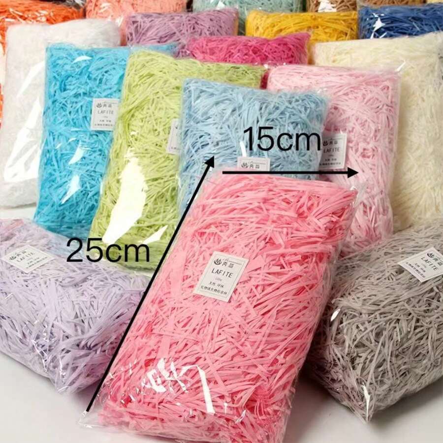 100g,Raffia Macaron Color Gift Box Filling Shredded Paper Silk Craft ...
