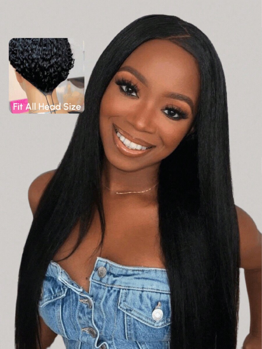 Unice Hair EasiContour™ V Part Glueless Yaki Straight Wig With Invisi ...