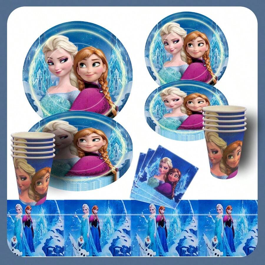 Disney 51-Piece Official Frozen Themed Birthday Party Dinnerware Set Of ...