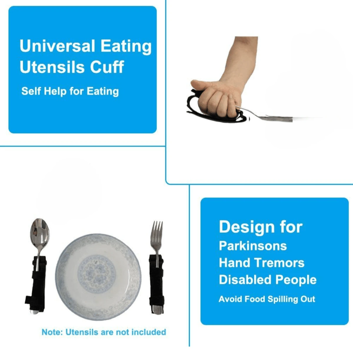 Universal Adaptive Hand Strap Utensil Holders For Holding Spoon, Fork ...