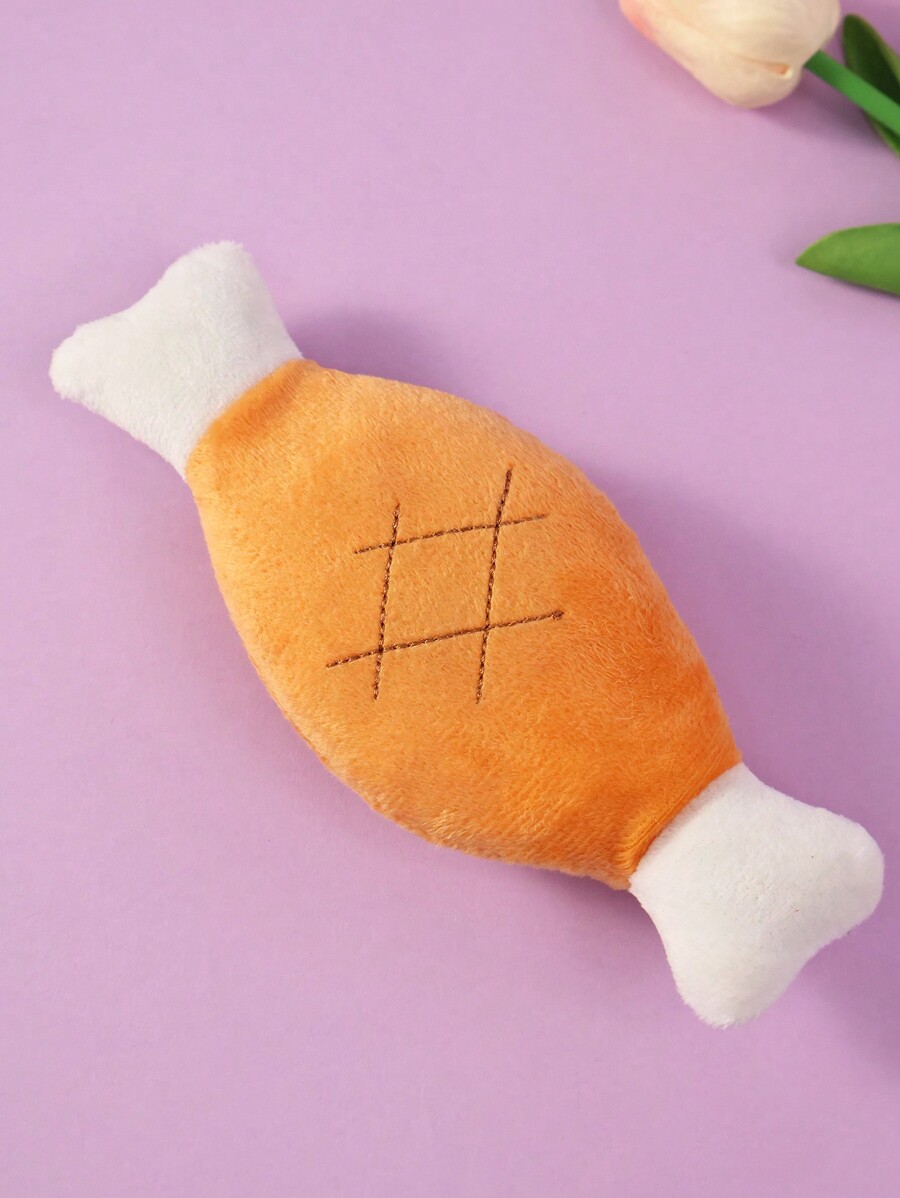 Plush Double Bone & Chicken Leg Design Pet Toys, Chew-Resistant & Sound ...