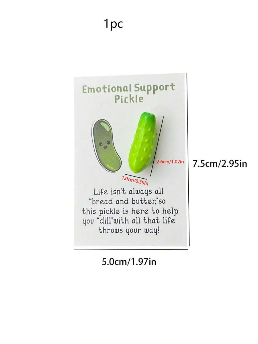 1pc Fun Pocket Hug Resin Cartoon Pickle Card - Emotional Support, Warm ...