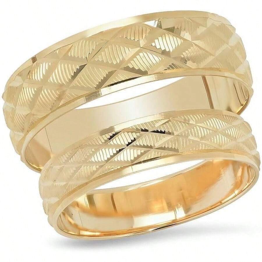 His And Hers Rings Shape Design Bride And Groom Matching Wedding Band ...