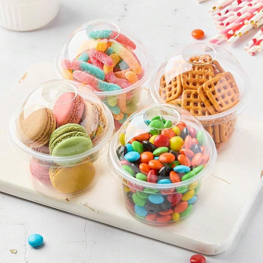 20 Pack 9 OZ Clear Plastic Cups With Dome Lids, Dessert Cups Parfait Cups Party Serving Cups For ...