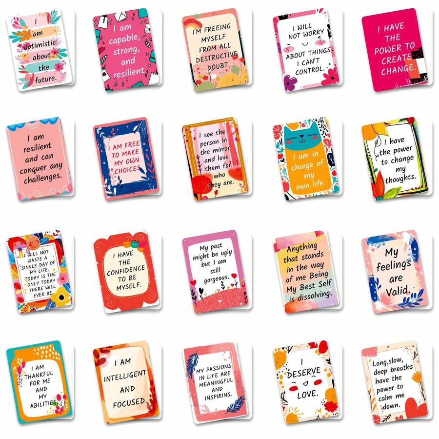 50 Tarjetas de afirmaciones positivas y motivacionales con diseños ...