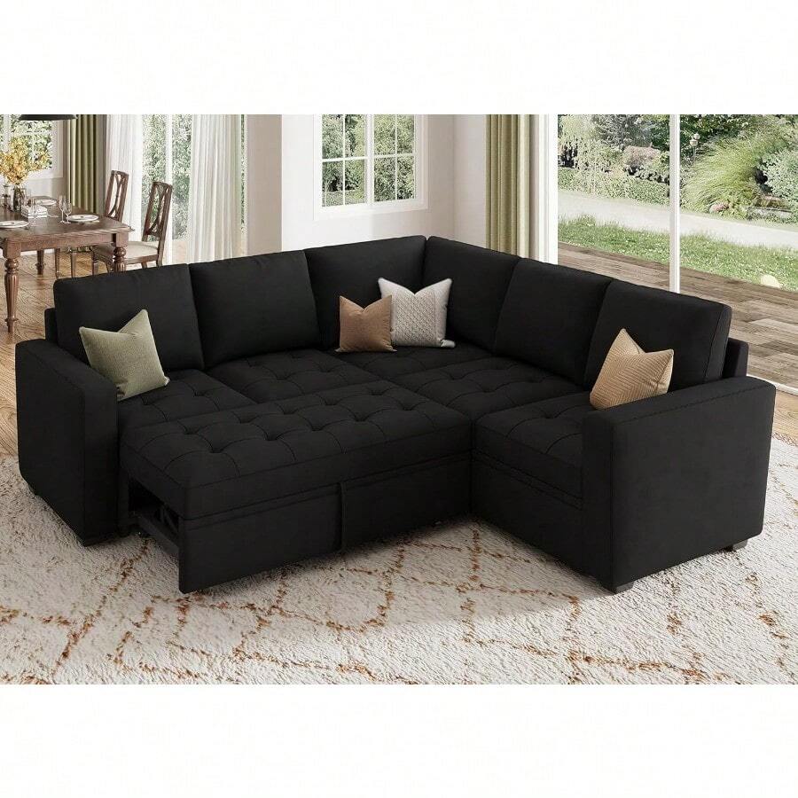 Modular Sectional Sleeper Sofa With Pull Out Bed, Rearrangeable ...