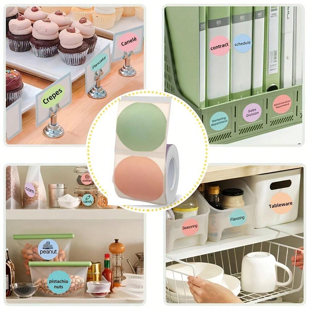 3 Rolls Of 50x50mm/1.97x1.97 Inch Wavy Round Thermal Label Paper ...