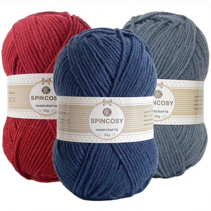3 Peças de Fio de Crochê Multicolorido, Fio 100% Acrílico 4 Fios, Fácil ...