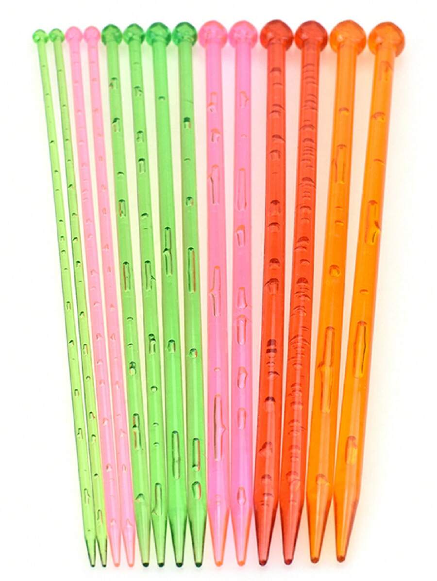 14pcs/Set Crystal Plastic Knitting Needles 35cm For DIY Scarf, Sweater ...