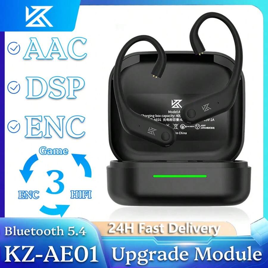 KZ Módulo inalámbrico Bluetooth 5.4 KZ AE01 con gancho para la oreja, conector C PIN, estuche de ...