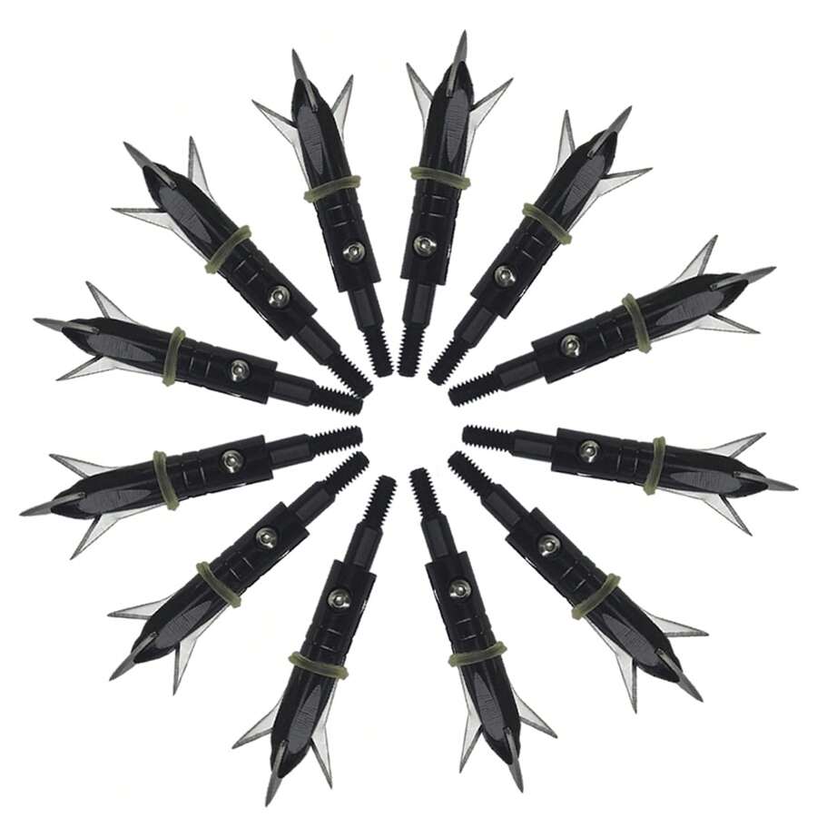 12pcs Archery Hunting Broadheads 100 Grain Screw-In Arrow Tips ...
