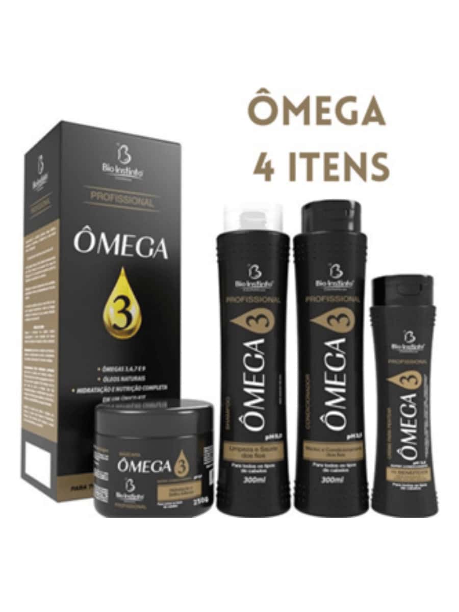 Kit Capilar Ômega 4 itens Shampo Condicionador Máscara e Creme de ...