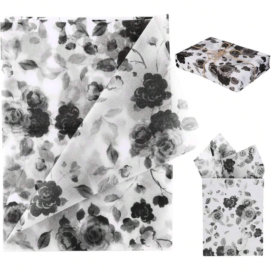 10/20 Sheets Rose Floral Pattern Tissue Papers, Floral Tissue Paper ...