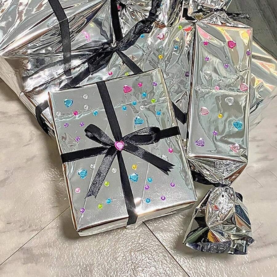 Silver Metallic Wrapping Paper Mirror Wrapping Paper Solid Color Paper ...