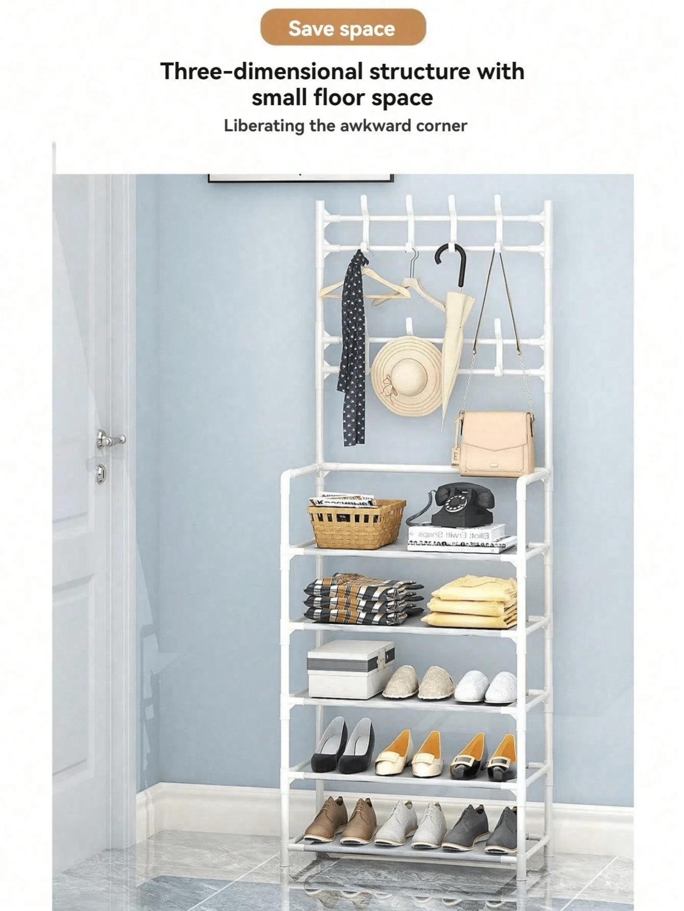 Multi-Function Shoe Rack With Clothes Hanger, Entryway Organizer Rack ...