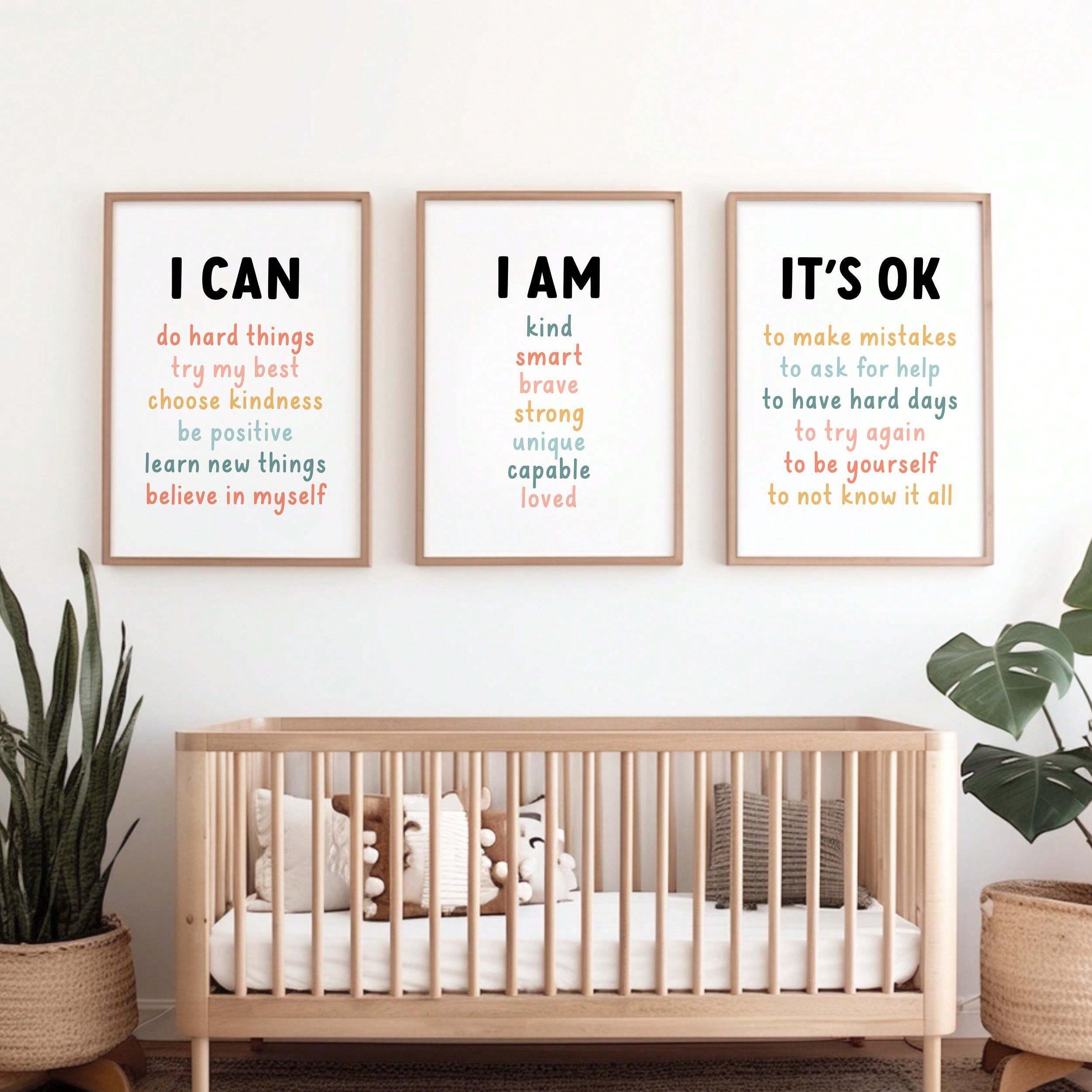 3 Pieces Finished Framed Children's Affirmations Quote Poster , Daily ...