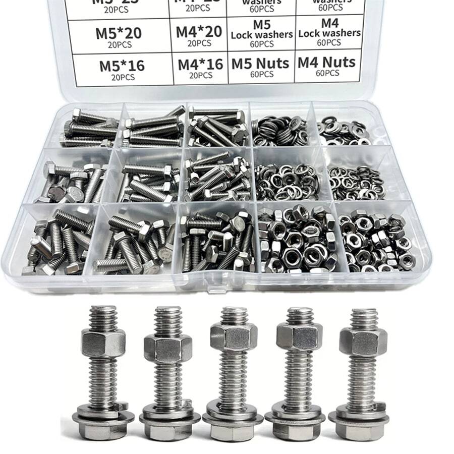 480pcs Stainless Steel Hex Head Bolt And Nut Assortment Kit - M4 M5 X ...