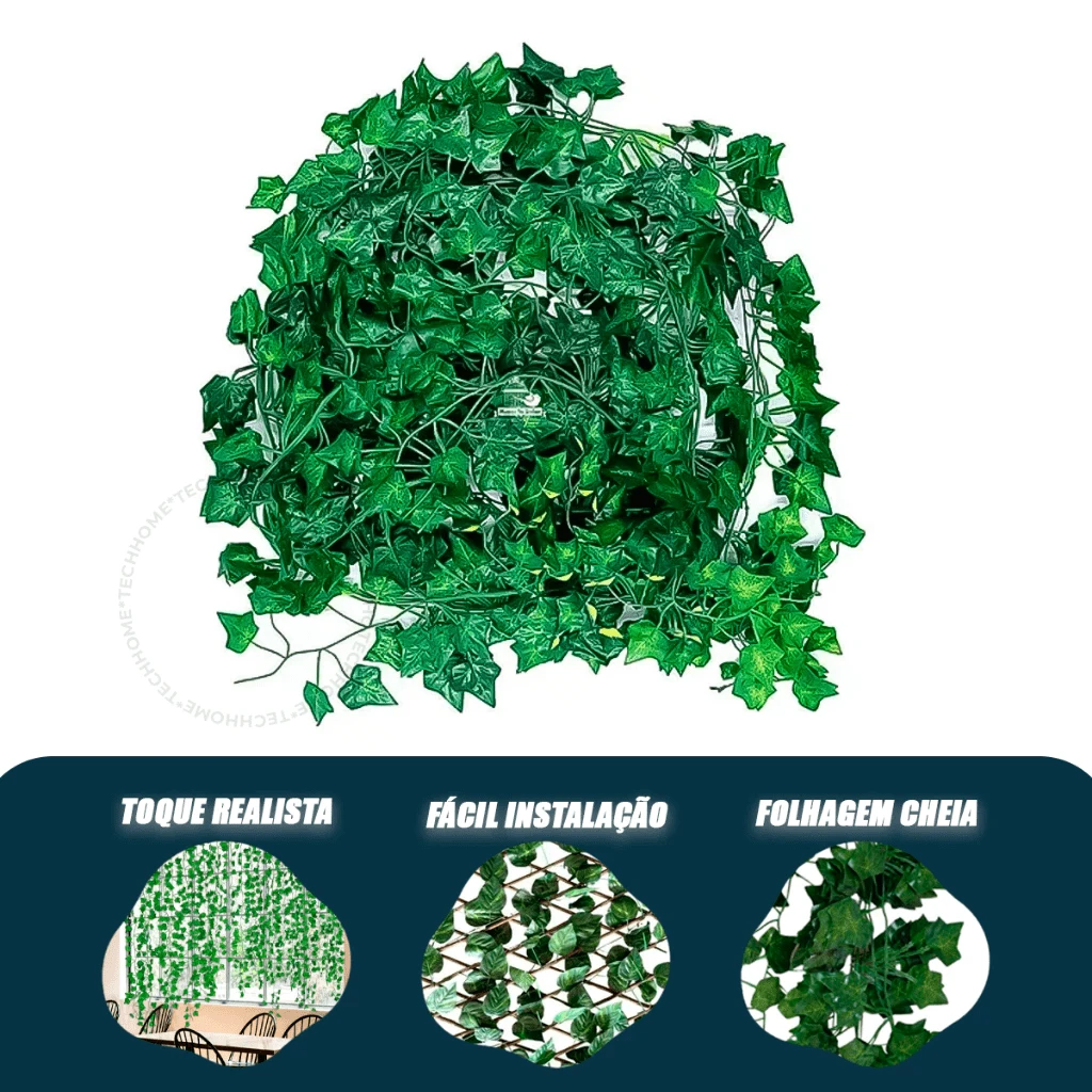 Folhagem Hera Pendente Artificial Kit C/ (120 Metros) Vinha Trepadeira ...