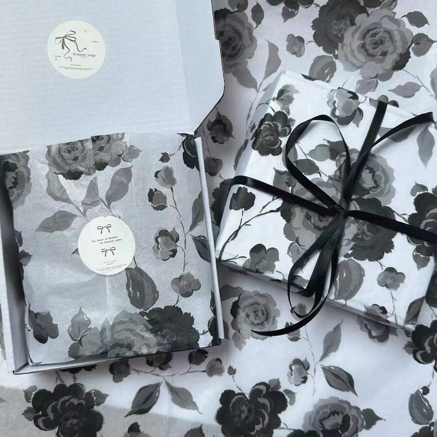 10/20 Sheets Rose Floral Pattern Tissue Papers, Floral Tissue Paper ...