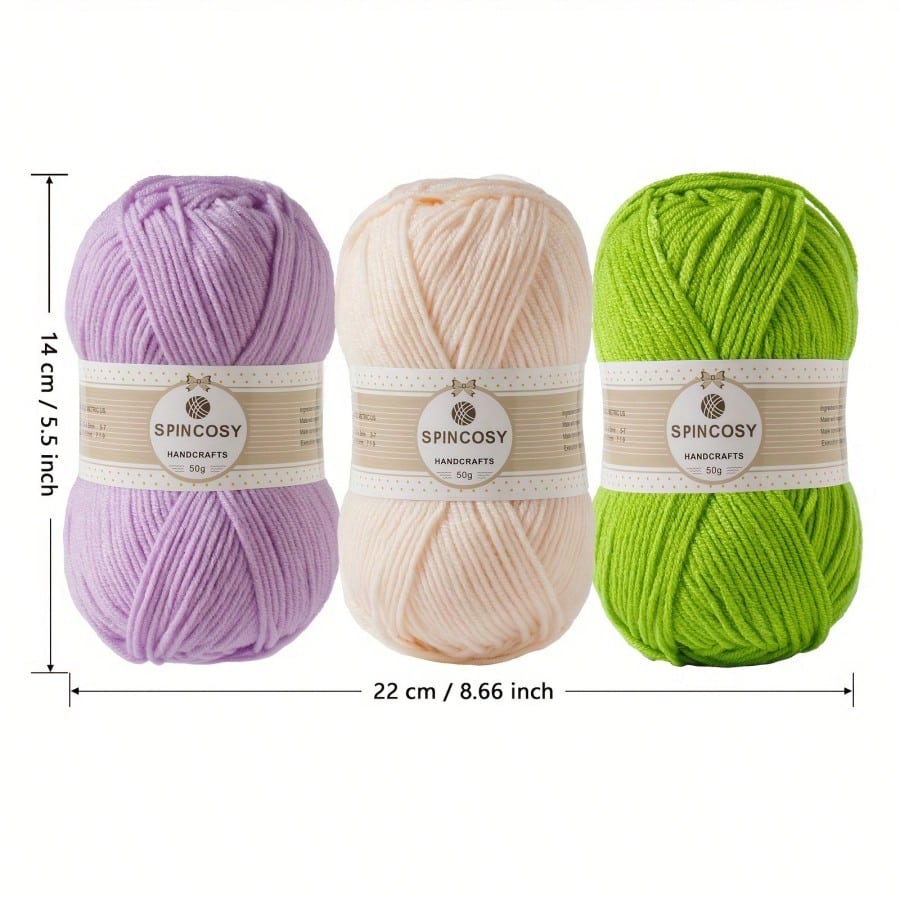 3 Peças de Fio de Crochê Multicolorido, Fio 100% Acrílico 4 Fios, Fácil ...