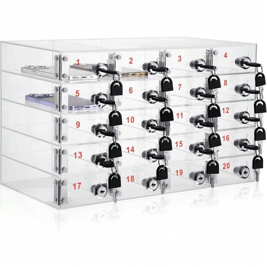 Layhit Cell Phone Locker Box For Classroom Clear Acrylic Cell Phone ...