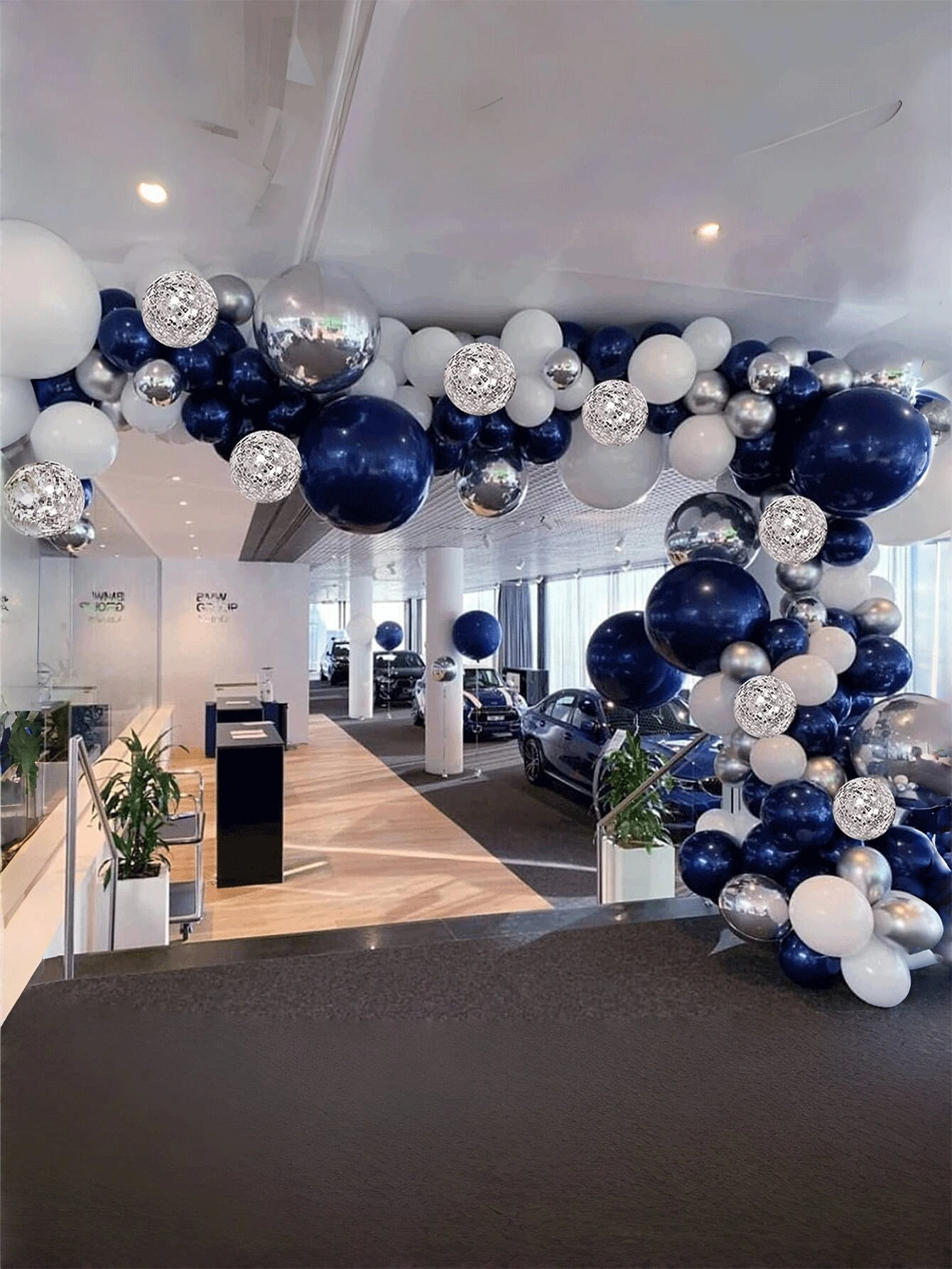 Navy Blue Silver Balloons Garland Kit, Navy Blue White Silver Confetti ...