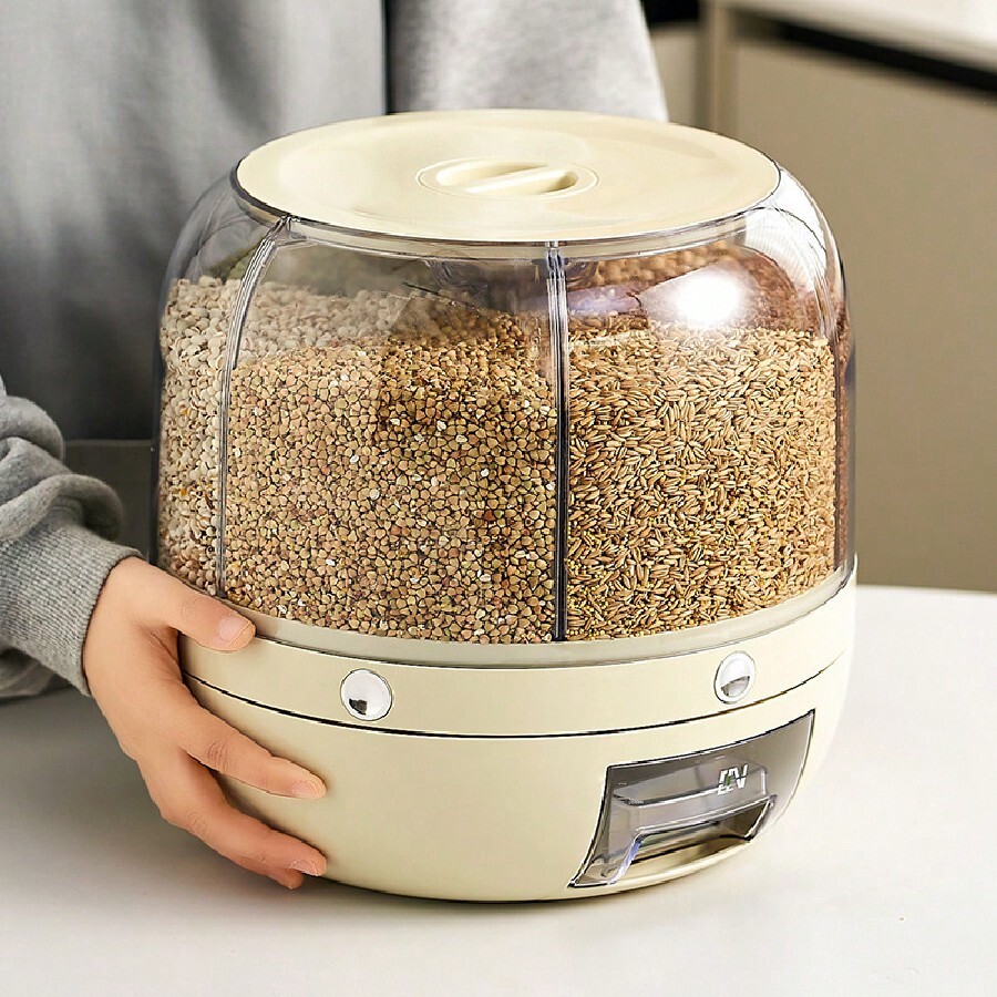 Multifunctional Grain Storage Tank Household Divided Rotary Press Rice ...