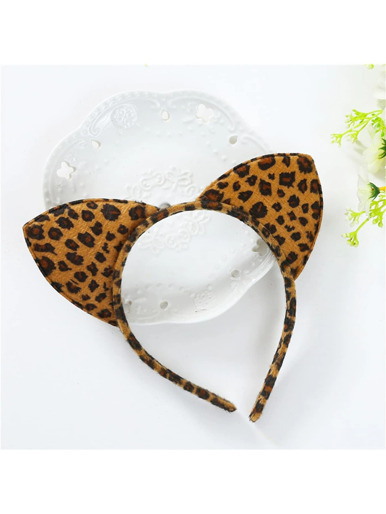 1 Piece - Women's Simple And Elegant Leopard Print Cat Ear Headband ...
