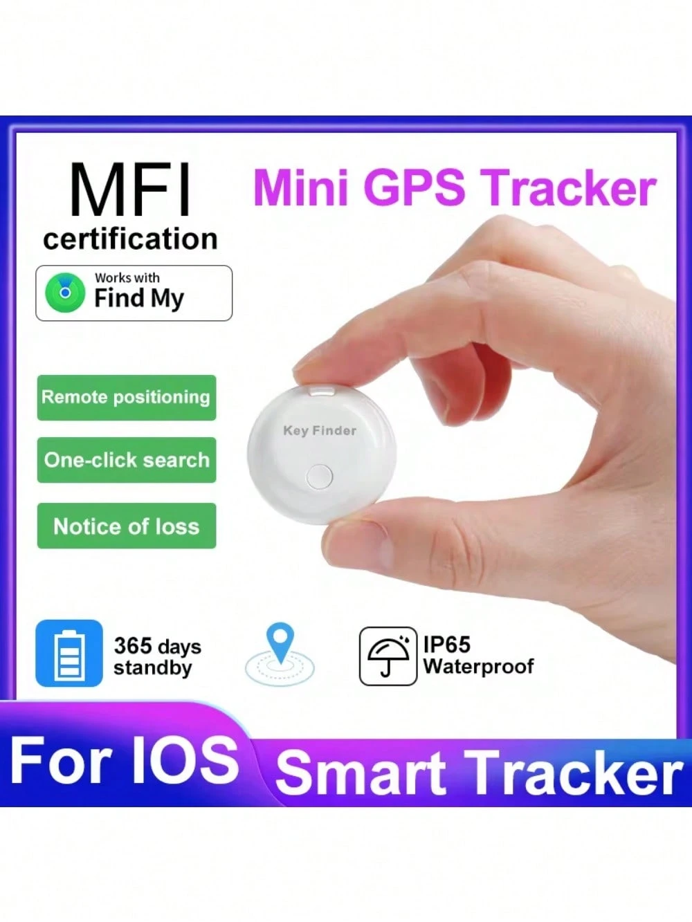 Find My APPリマインダー搭載 Mini GPSトラッカー iPhoneロケーター 対応 スマートBluetooth 紛失防止 子供用 ...