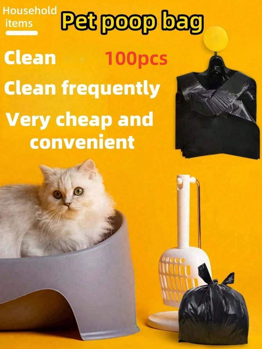 100pcs Pet Waste Pooper Scooper Bags, Dog/Cat Poop Poo Clean Up Plastic ...