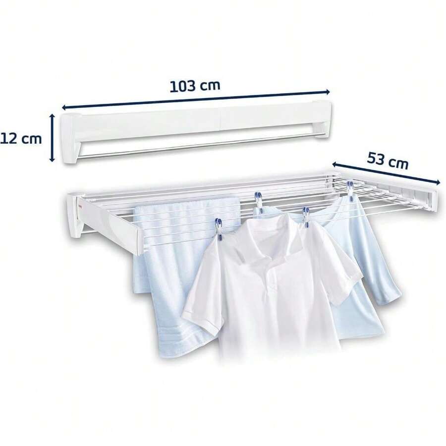 100 Wall Mount Retractable Plastic Clothes Drying Rack For Storage | 8 ...