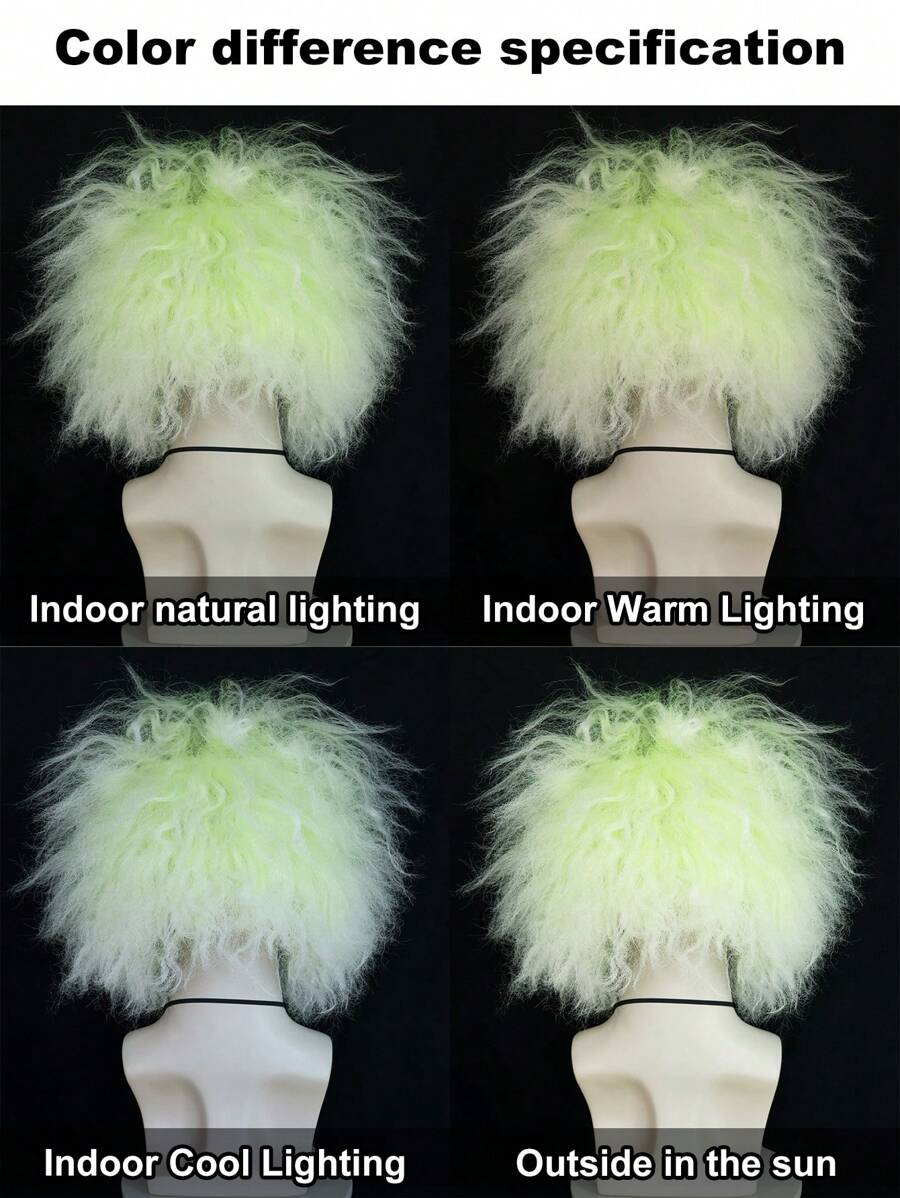 Men's Evil Ghost Costume Bald Wig With Short Curly Green Hair On Sides ...