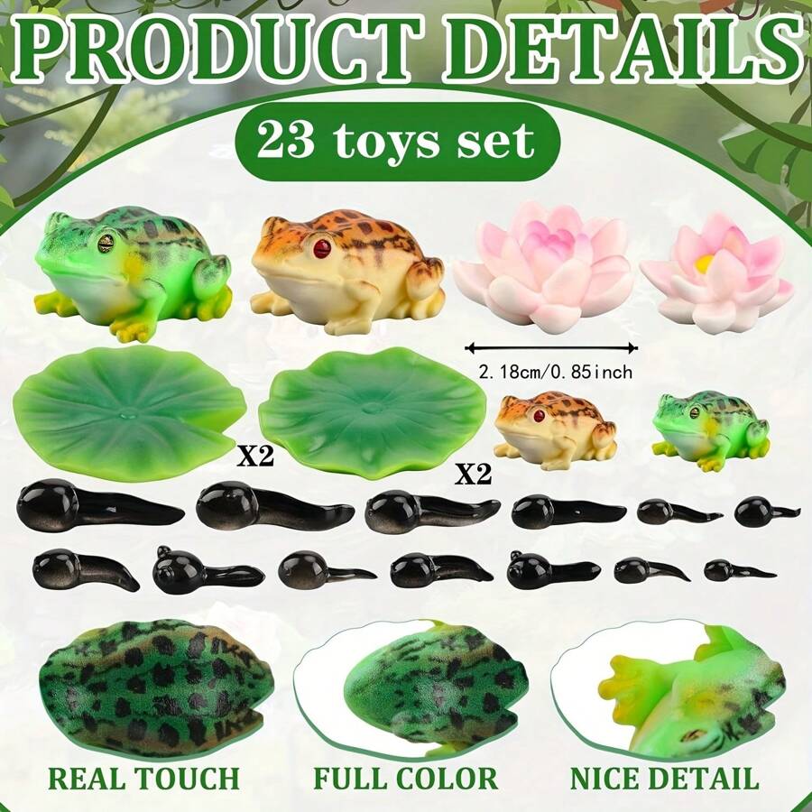 Miniature Frog And Tadpole Set With Lotus Flower And Water Lily Leaves ...
