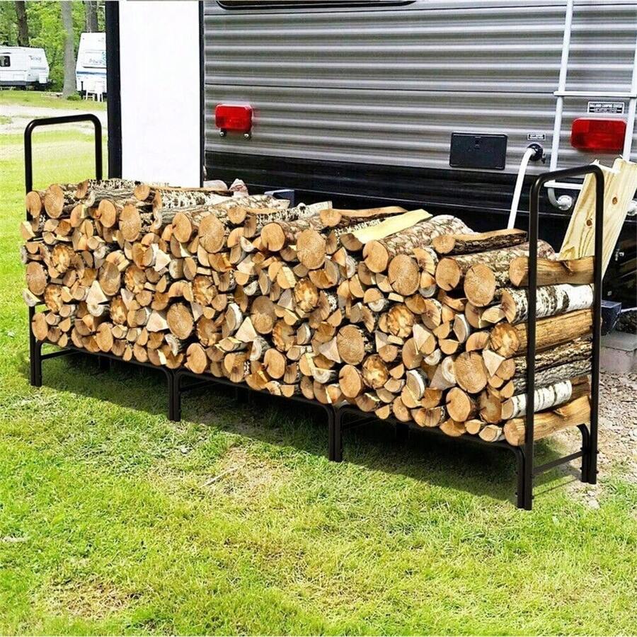 12ft Heavy Duty Outdoor Firewood Rack Fireplace Wood Log Holder ...