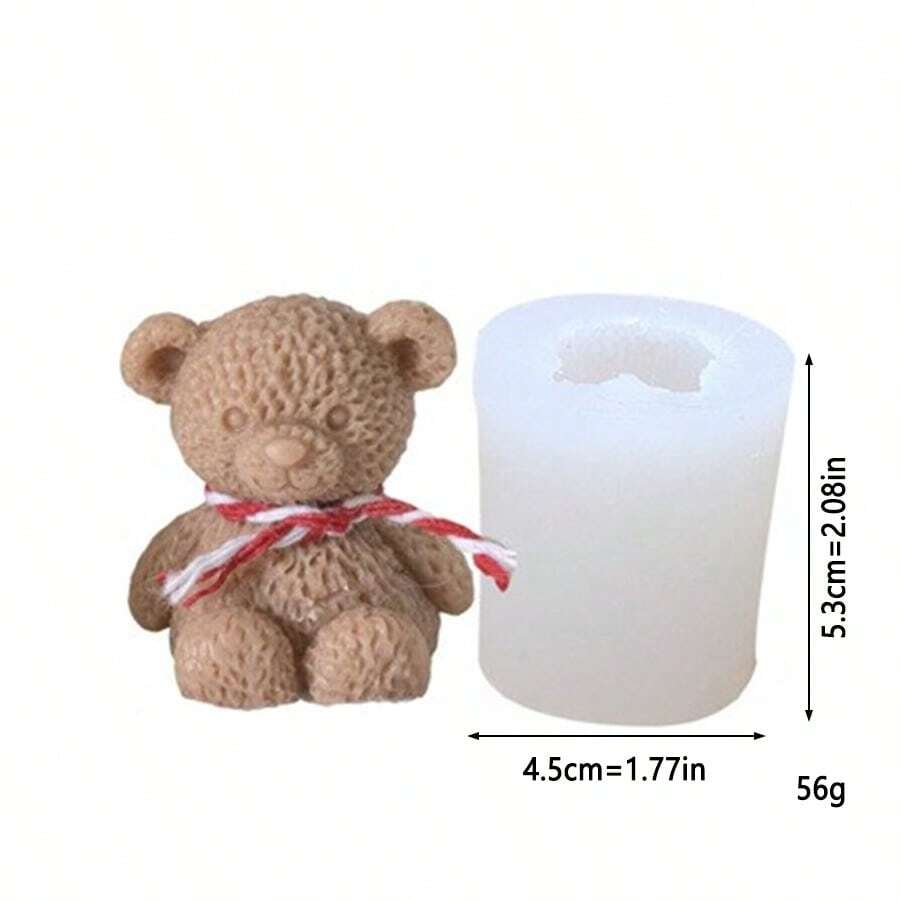 DIY 3D Cute Teddy Bear Knitting Candle Silicone Mold, Decorative ...
