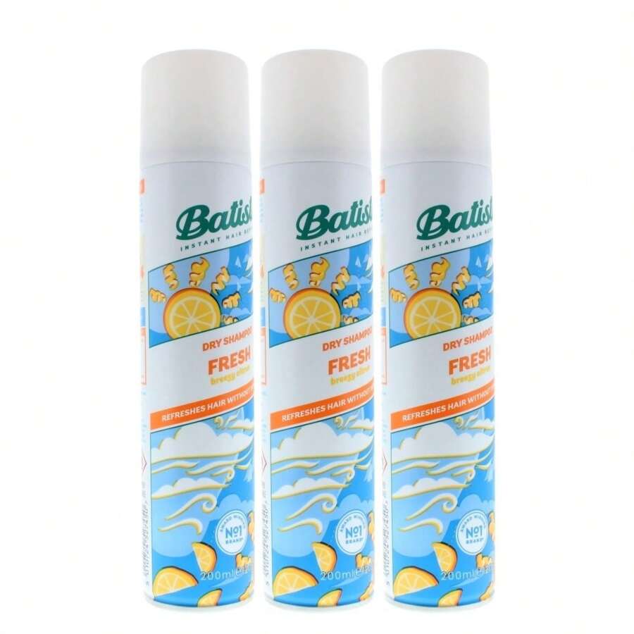 Batiste Dry Shampoo Fresh Citrus 200ml 3 Pack Instant Hair Refresh Oil ...