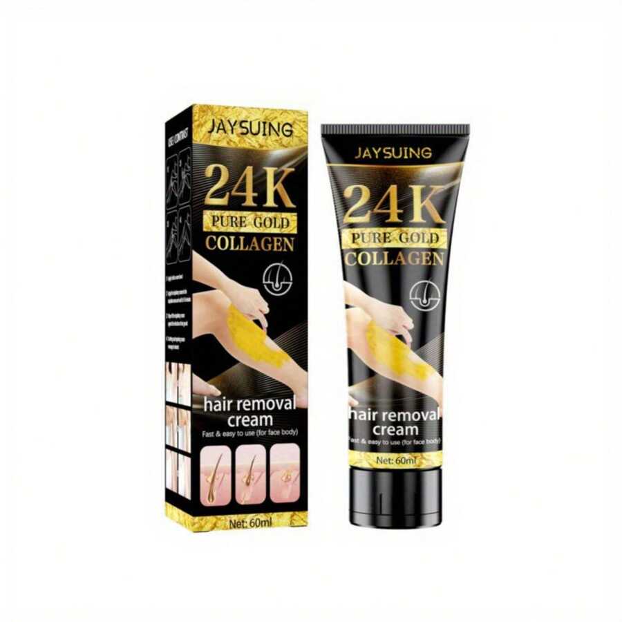 24k Gold Plated Collagen Hair Removal Cream Mild Non-Irritating Armpit ... 24k Gold Plated Collagen Hair Removal Cream Mild Non-Irritating Armpit ...
